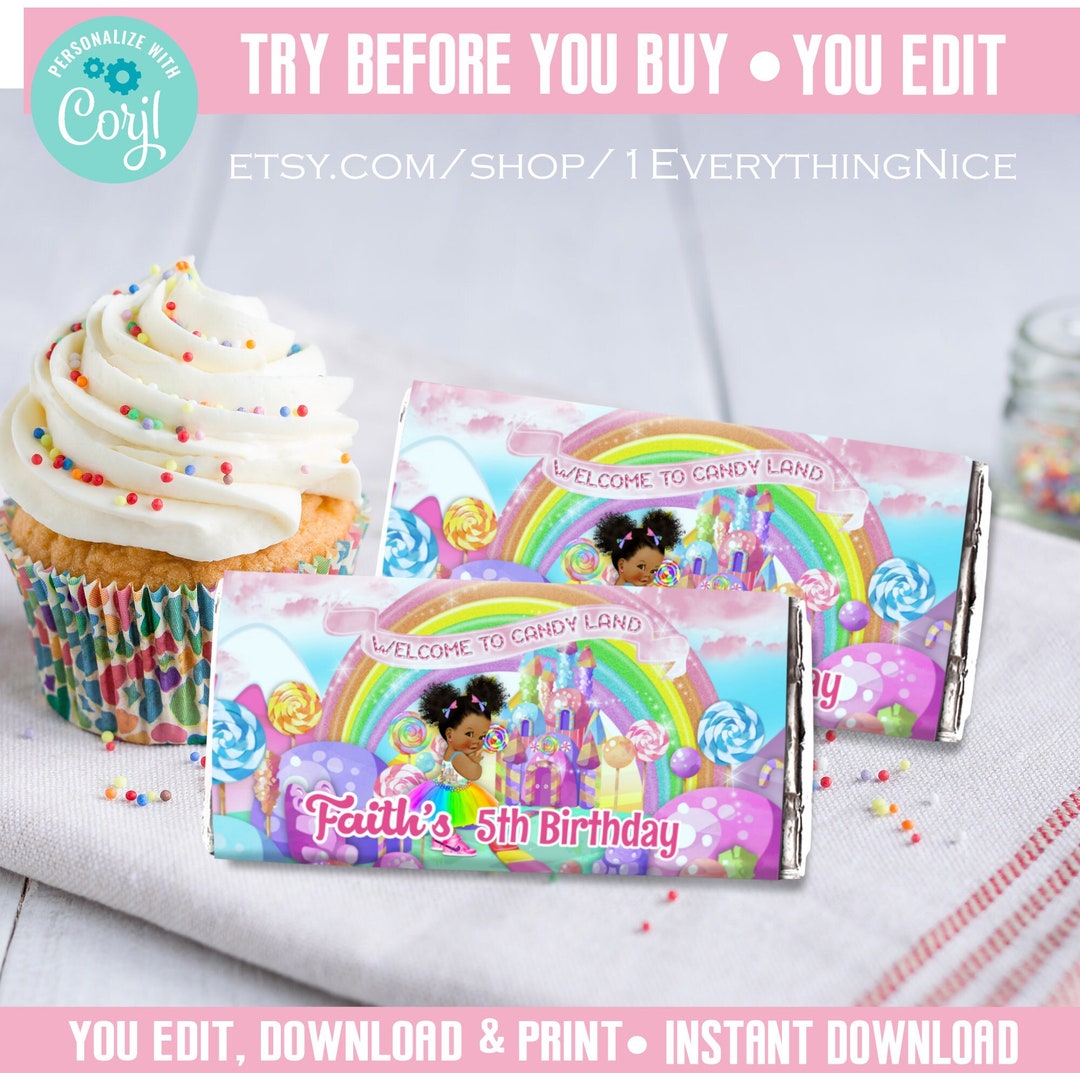 Editable Candy Land Candyland Candy Girl Theme | Chocolate Bar Instant ...