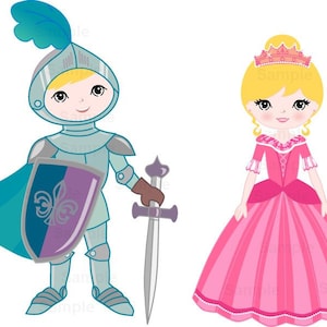 Princess and Knight Clip Art Set - Etsy