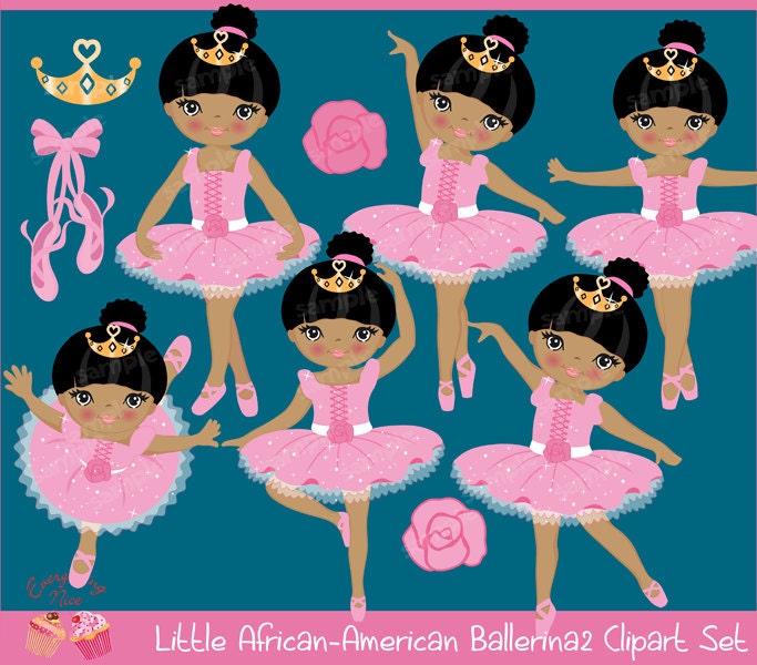 African-american Ballerina2 Clipart Set - Etsy