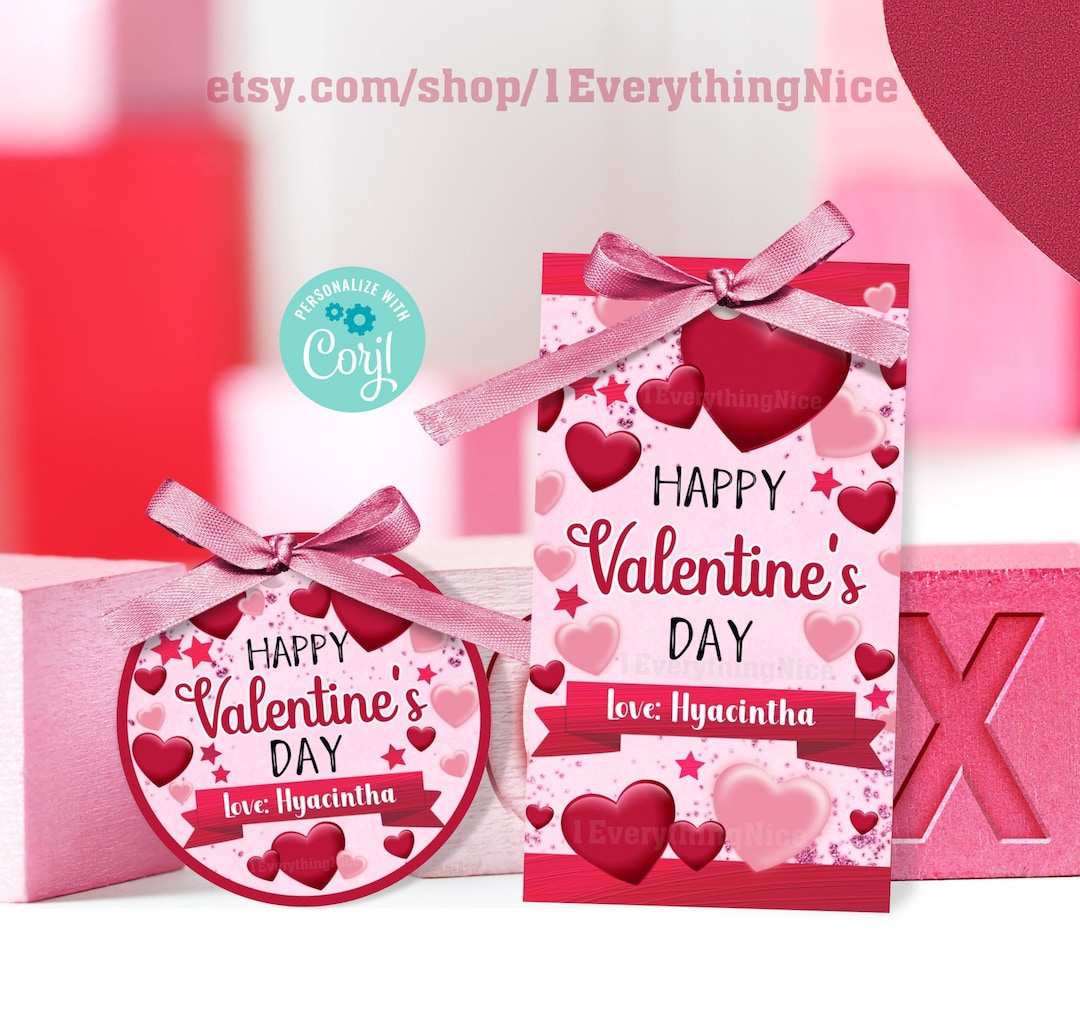 Valentines Valentine Day Theme Favor Gift Tags Editable DIGITAL ...