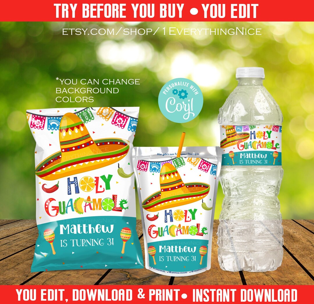 Holy Guacamole Theme Birthday Fiesta Taco Tuesday Cinco De Mayo ...