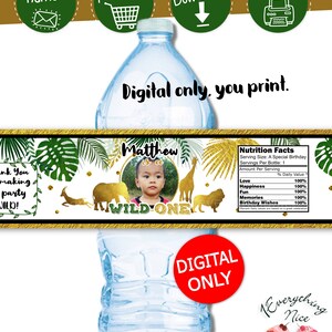 DIGITAL DOWNLOAD Wild One Theme Birthday Water Bottle Labels Wrappers ...