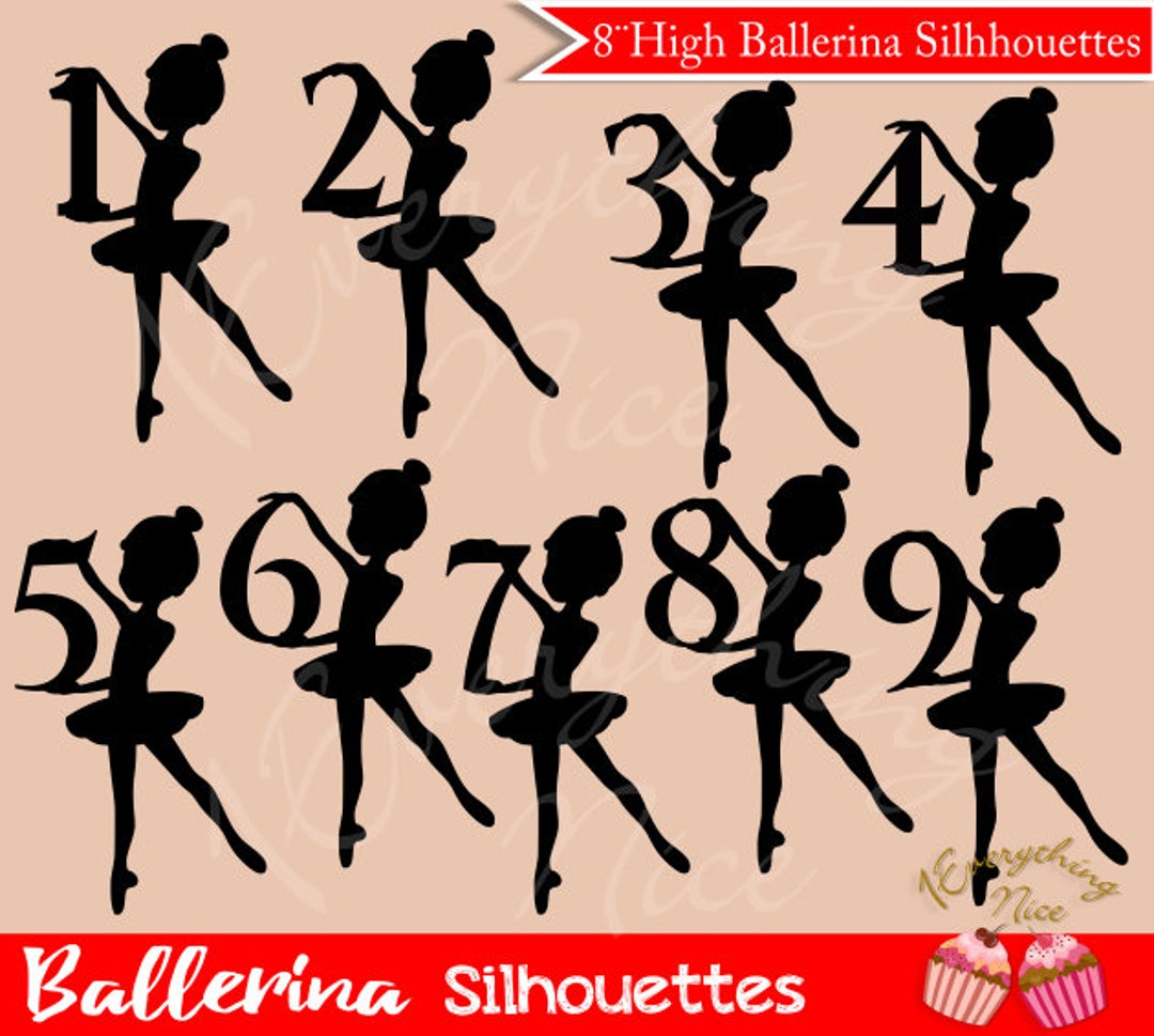 Black Ballerina Silhouettes Clipart - Etsy