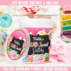 Editable DIGITAL Instant DOWNLOAD Pink Two Sweet Sweets Donuts Ice ...