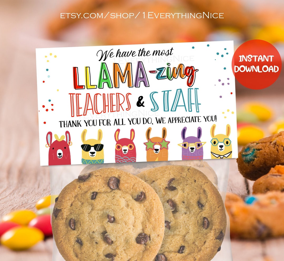 Llamazing Teachers & Staff Appreciation 5x3 Treat Bag Topper | School ...