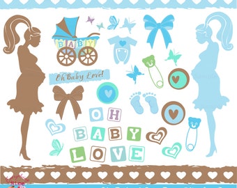 Oh Baby Love Baby Shower Pastel Clip Art Set | Etsy