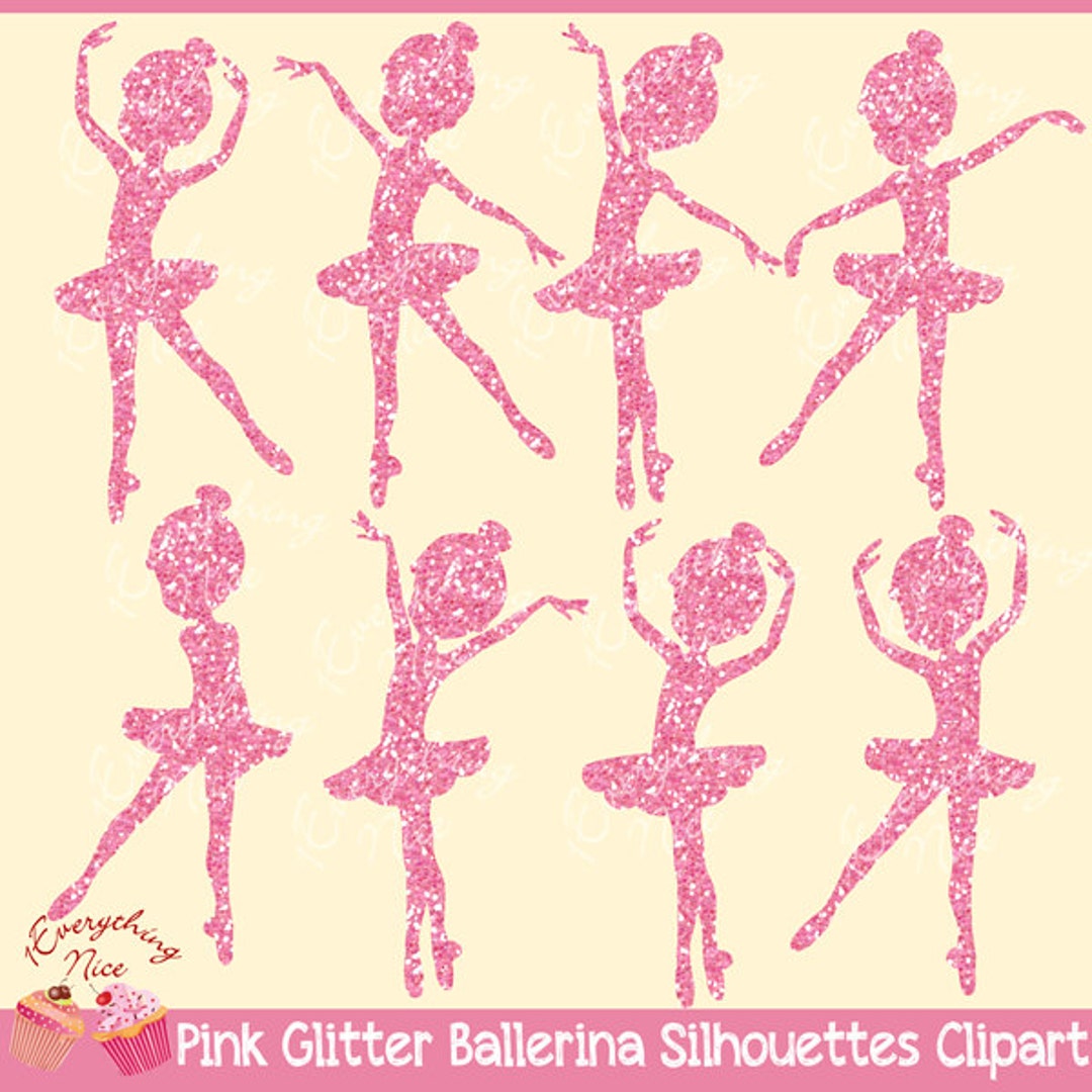 Pink Glitter Ballerina Silhouettes 2 Clipart Set - Etsy