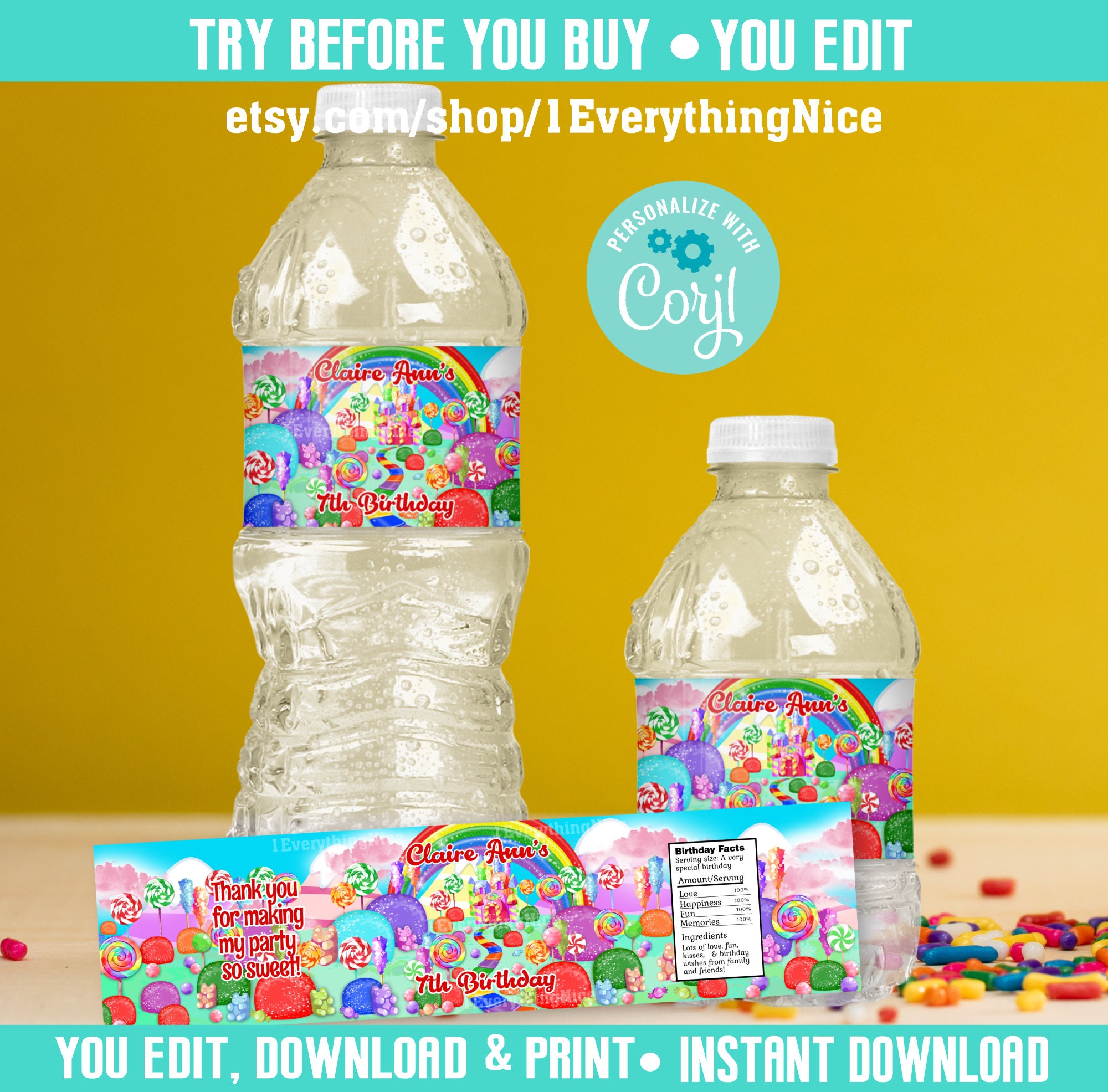 Candy Land Candyland Candies Red Theme | DIGITAL DOWNLOAD Editable ...