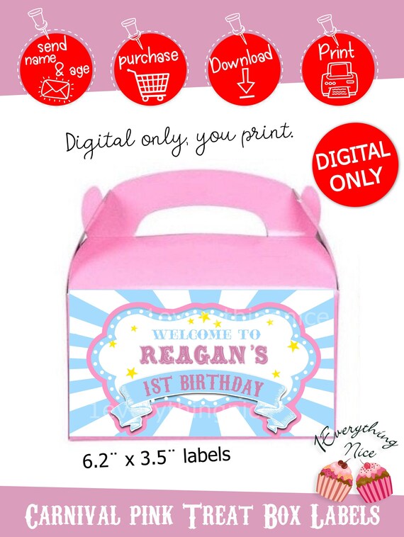 Digital Printable Carnival Circus Treat Box Gable Box boxes candy box ...