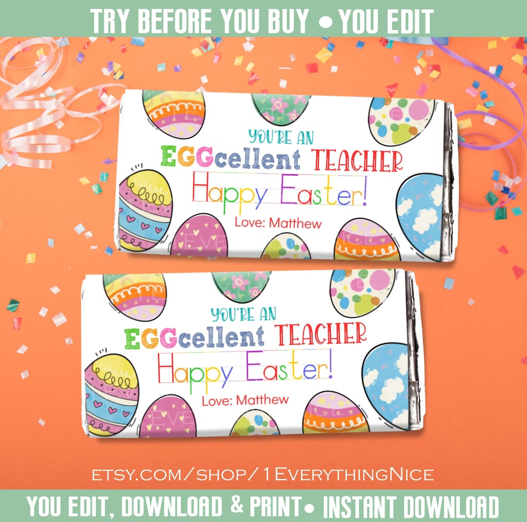 Eggcellent Teacher Happy Easter Appreciation Theme Editable Instant ...