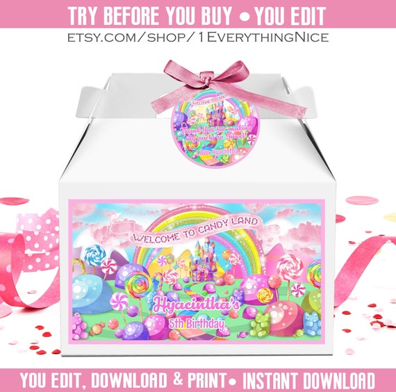 Pastel Editable DIGITAL Instant DOWNLOAD Candy Land Candyland Theme 5. ...