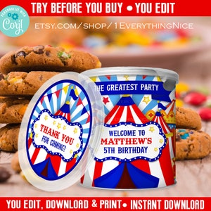 Instant Download Circus Carnival Theme Birthday Party Printable Labels ...