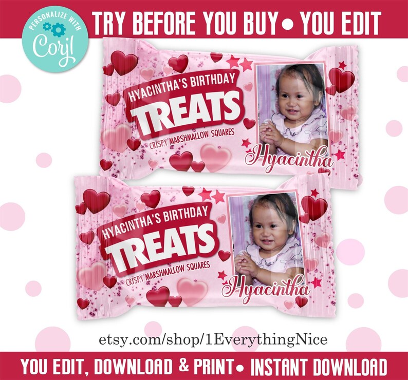 Editable DIGITAL DOWNLOAD Valentine's Day Birthday Rice - Etsy