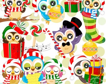 Jolly Christmas Animals 2 Clipart Set | Etsy