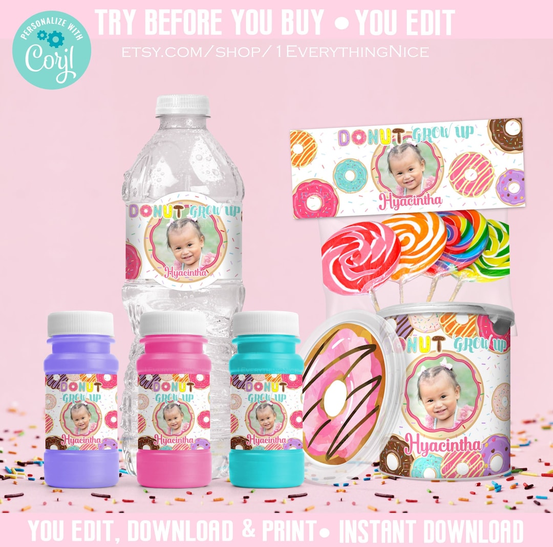 Donut Grow up Donuts Theme Instant Download Birthday Party Printable ...