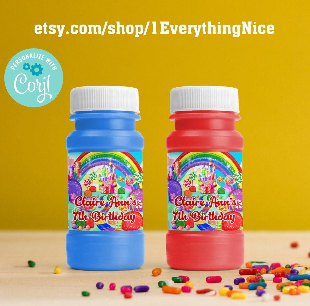 4oz & 2oz Candy Land Candyland Bright Rainbow Colors Editable DIGITAL ...