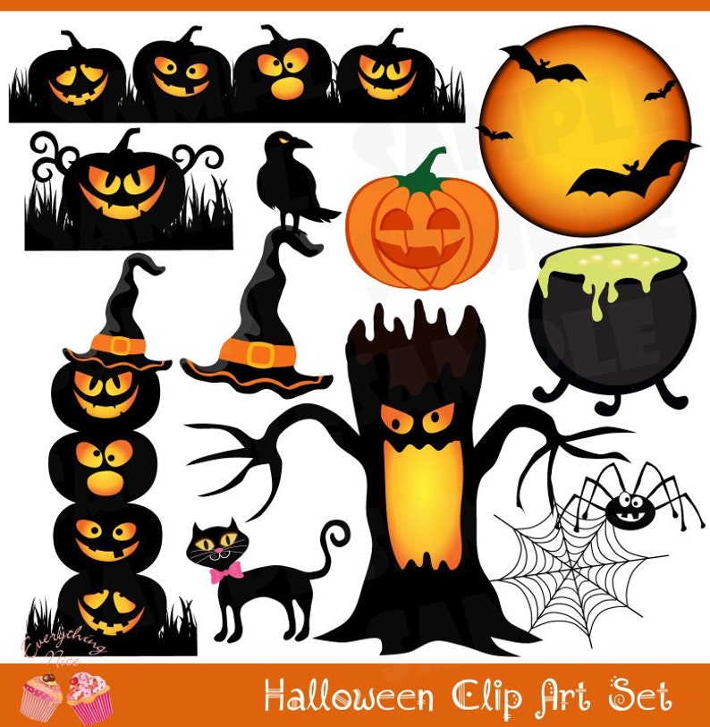 Halloween Clip Art Set - Etsy