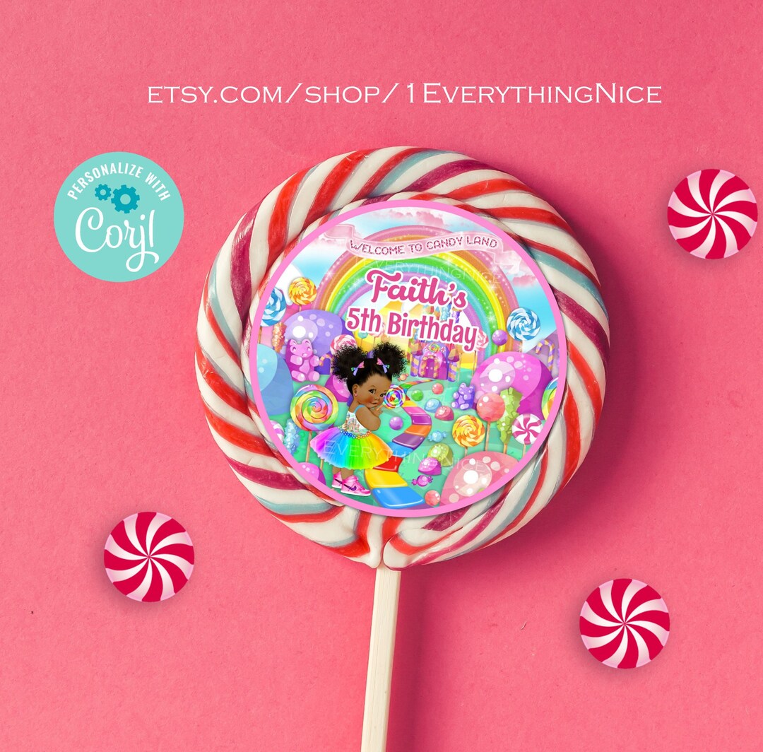 3" Lollipop Labels Candyland Candy Girl Theme | Instant DOWNLOAD ...