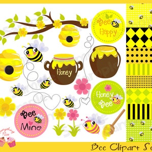 Bee Clipart Set - Etsy