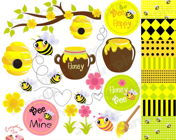 Bee Clipart Set - Etsy