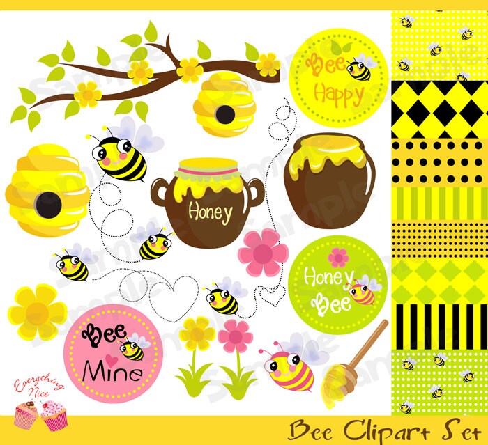Bee Clipart Set - Etsy