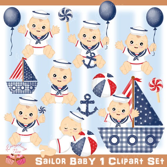 Sailor Baby 1 Clipart Set by 1Everything Nice | Catch My Party