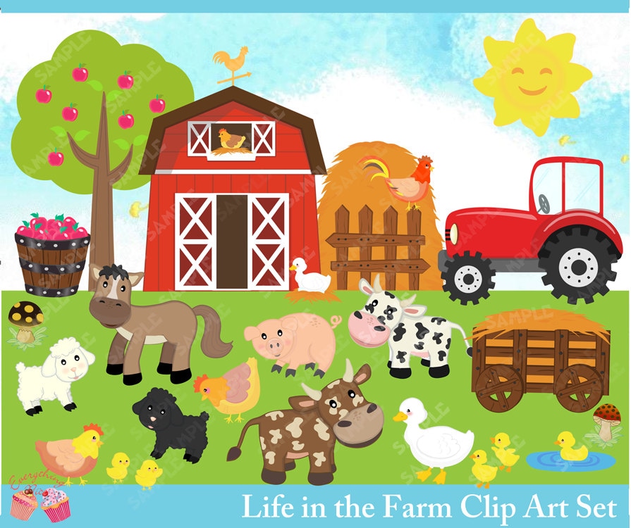 Life in the Farm Clipart Set - Etsy