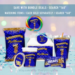 Royal Blue Gold Prince Baby Shower Theme Wrappers and Labels Bundle Set ...