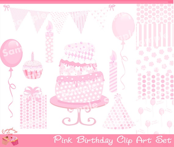 Pink Birthday Clipart Set by 1Everything Nice | Catch My Party