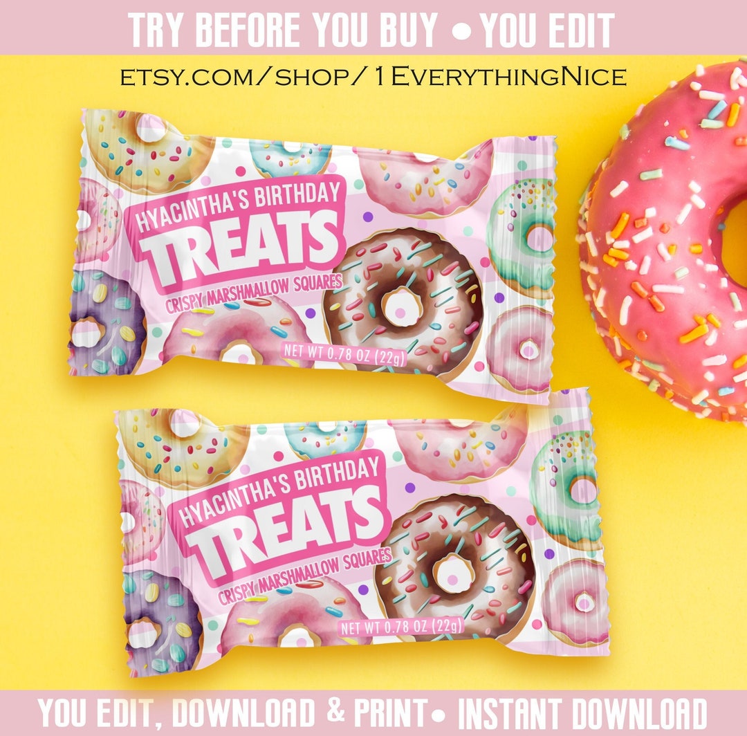 Donuts Editable DIGITAL DOWNLOAD Donut Rice Krispy Krispies Treats ...