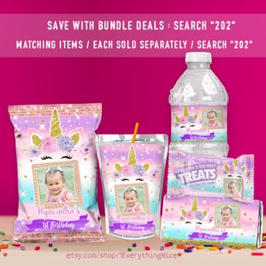 Unicorn Pastel Colors Birthday Theme Gift Paper Loot Bag Label ...