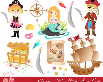 Pirates and Mermaids Clipart Set | Etsy