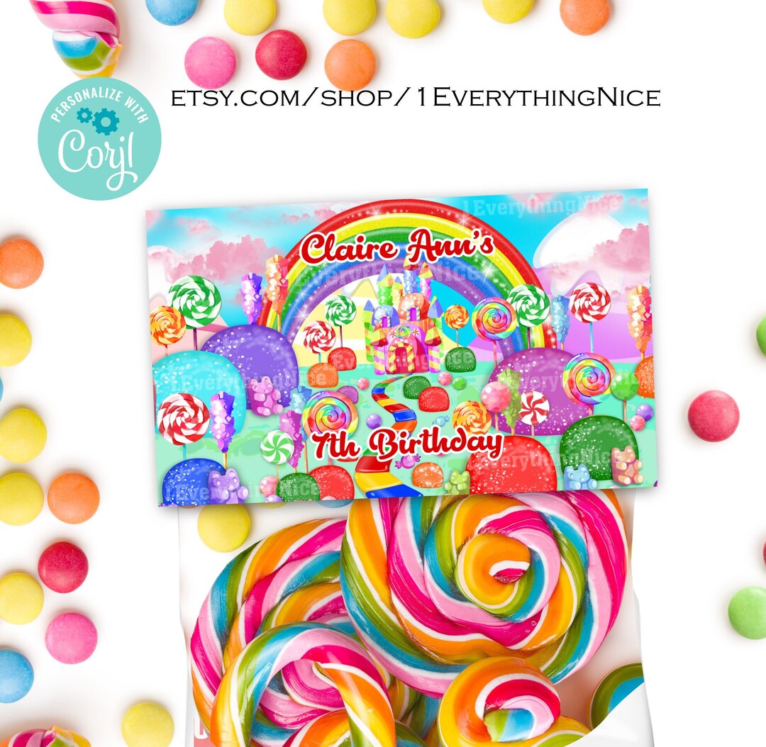 Candyland Candy Land 5x3 Treat Bag Topper | Editable DIGITAL Instant ...