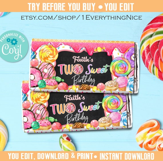 Editable DIGITAL DOWNLOAD Pink Two Sweet Sweets Donuts Ice Cream ...