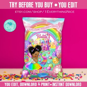 Editable Candy Land Candyland Girl | DIGITAL DOWNLOAD Birthday Party ...