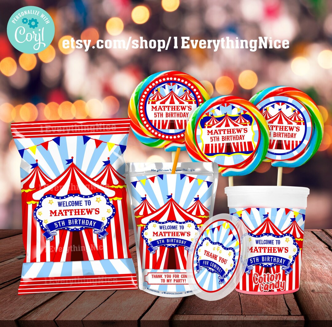Circus Carnival Theme Instant Download Editable Birthday Party Digital ...