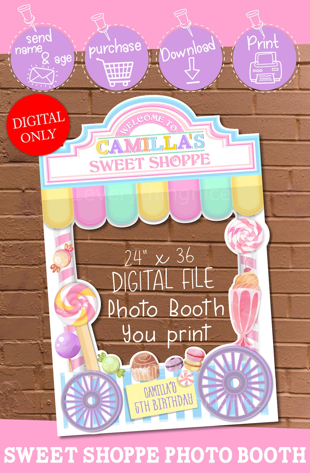 DIGITAL DOWNLOAD Sweet Candy Shoppe Pastel Theme 24" X 36" Happy ...