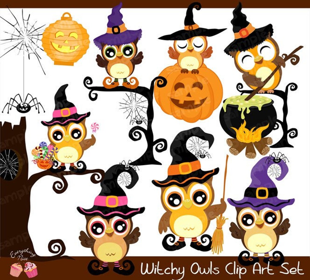 Halloween Witchy Witches Owls Witch Fun Cute Graphic Illustration ...