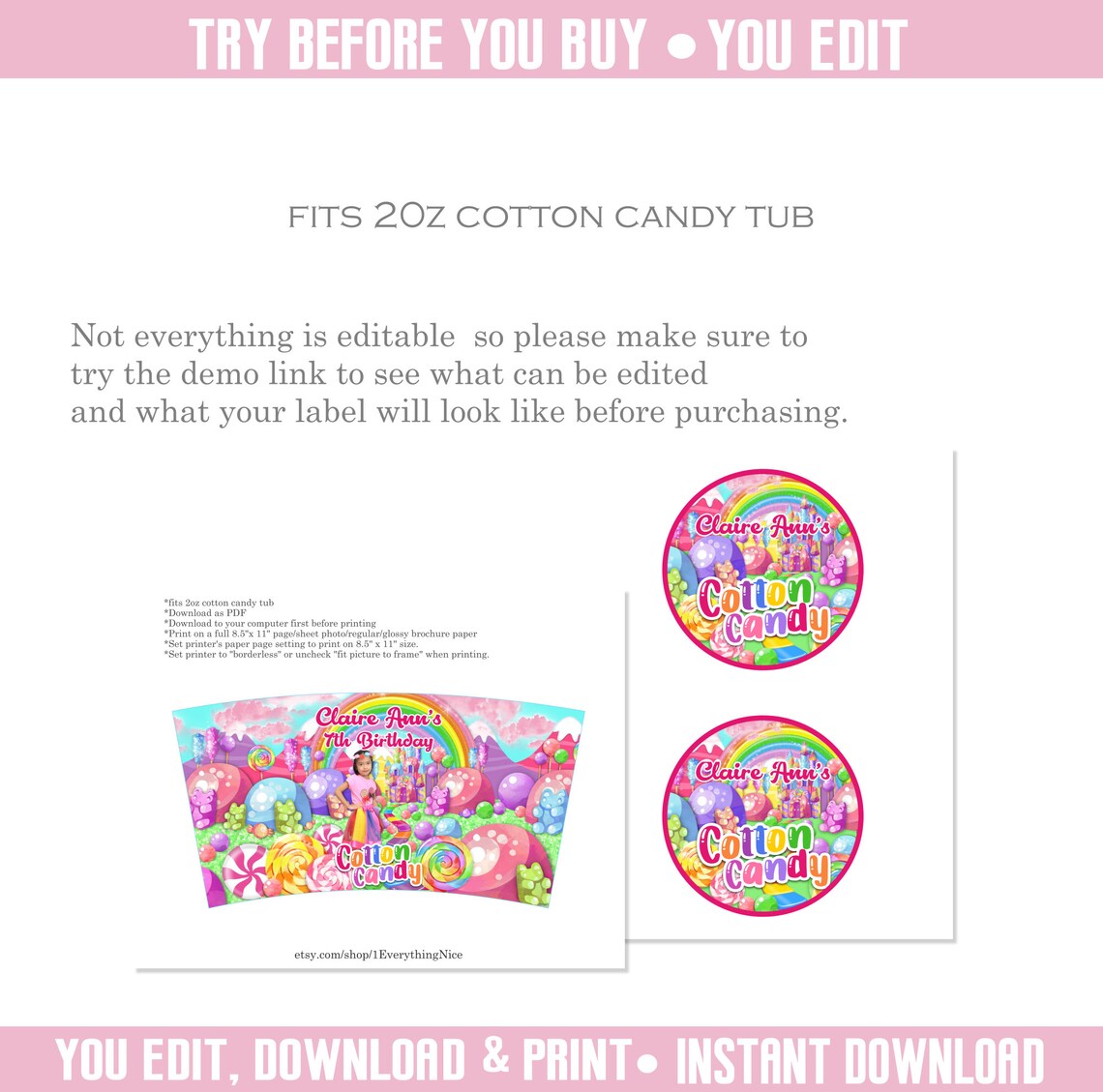 Editable DIGITAL Instant DOWNLOAD Candy Land Candyland Theme - Etsy