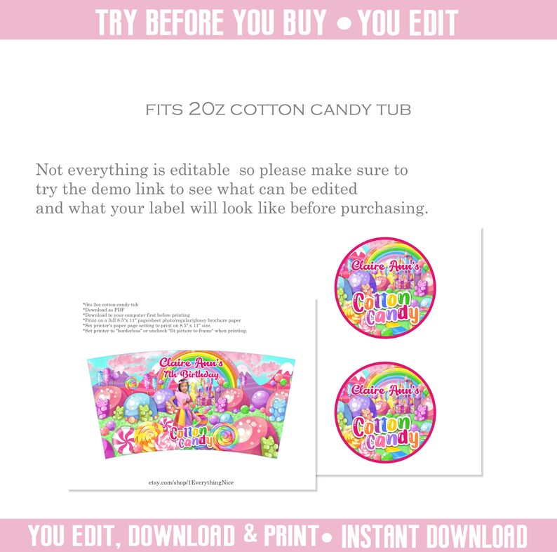 Editable DIGITAL Instant DOWNLOAD Candy Land Candyland Theme - Etsy