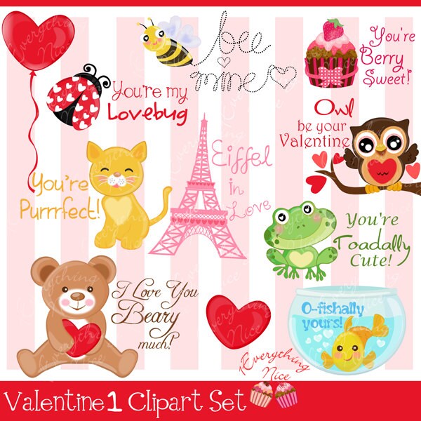 Valentine1 Clipart Set - Etsy
