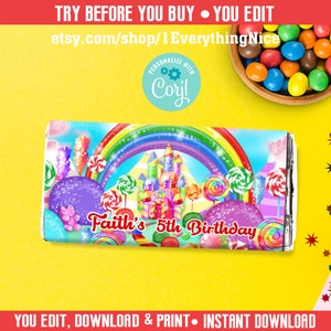 Candy Land Candyland Candies Red Theme | DIGITAL DOWNLOAD Editable ...