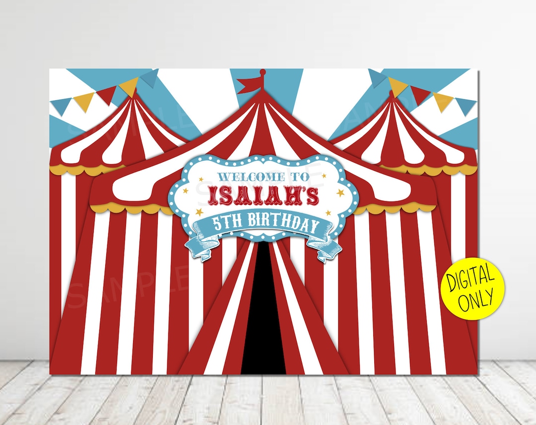 DIGITAL DOWNLOAD Carnival Theme 7ft. Wide X 5ft. High Backdrop Banner ...