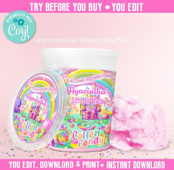 Pastel Editable DIGITAL Instant DOWNLOAD Candy Land Candyland Theme 2oz ...