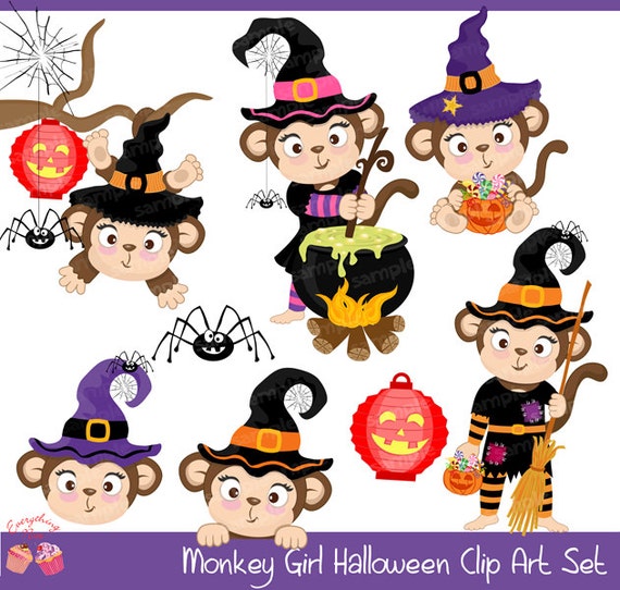 Monkey Halloween Clipart Set by 1Everything Nice | Catch My Party