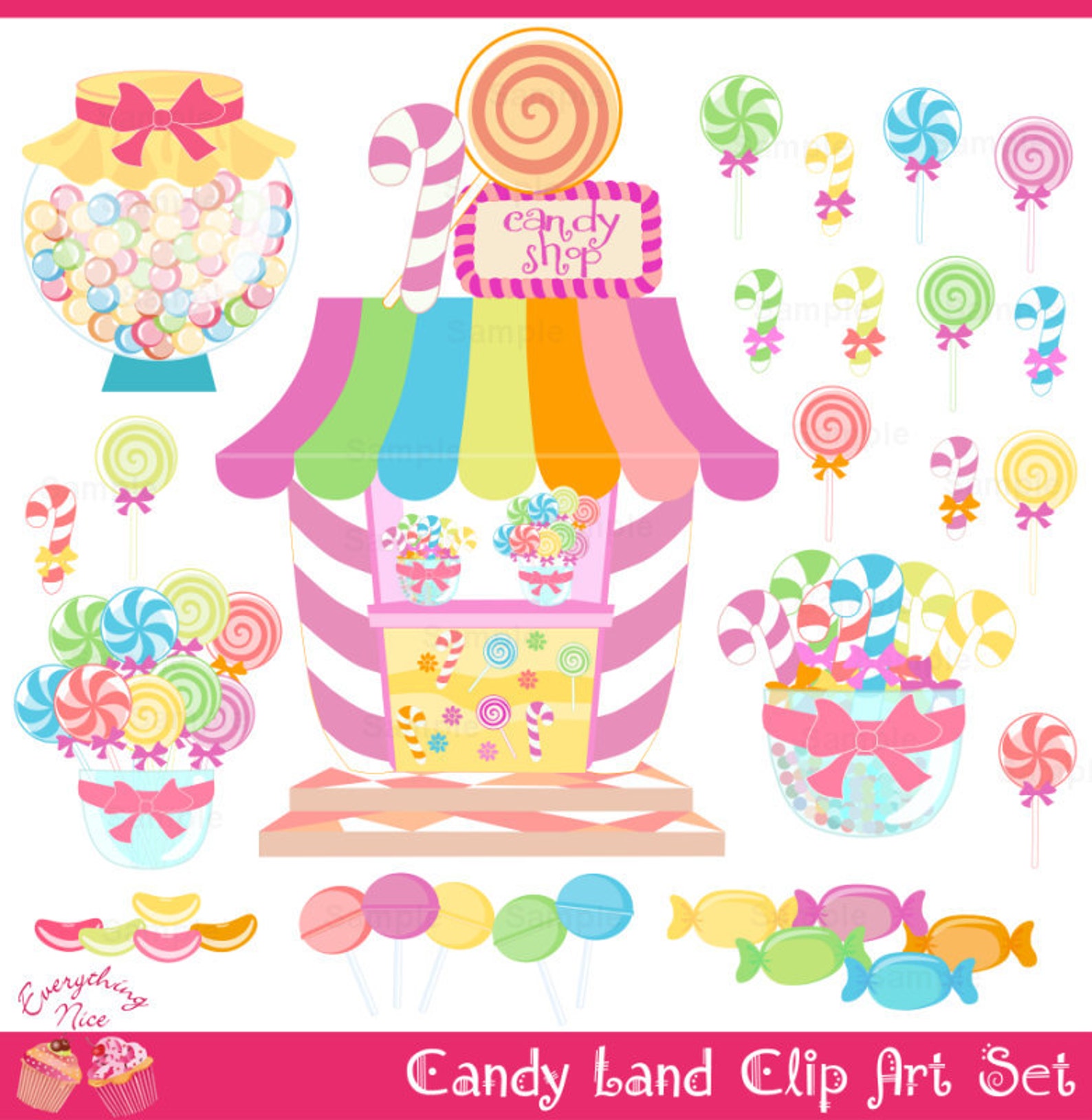 Candy Land Candy Shop Clip Art Set - Etsy