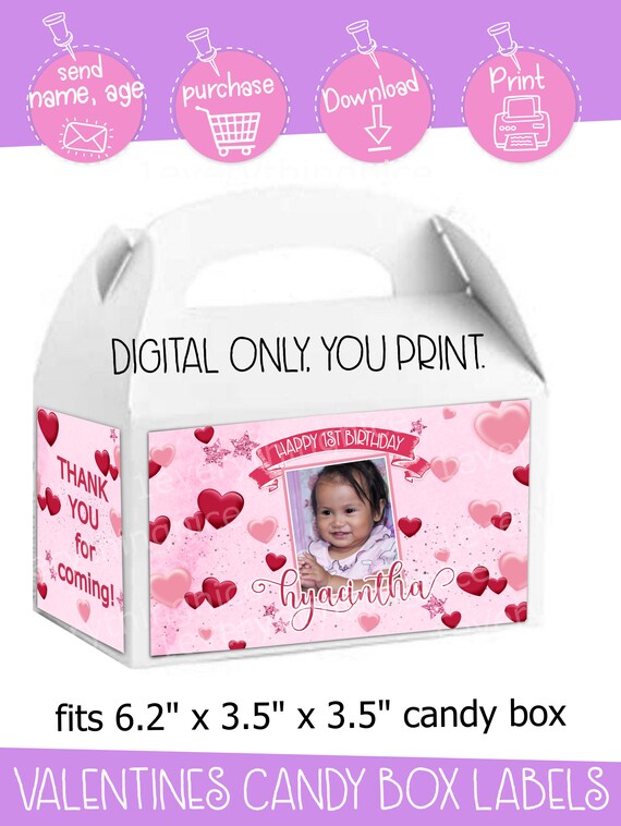 DIGITAL DOWNLOAD Valentine's Day Birthday Candy box labels Labels ...