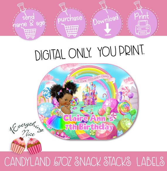 DIGITAL DOWNLOAD Candy Land Candyland Theme Birthday Baby Girl .67oz ...