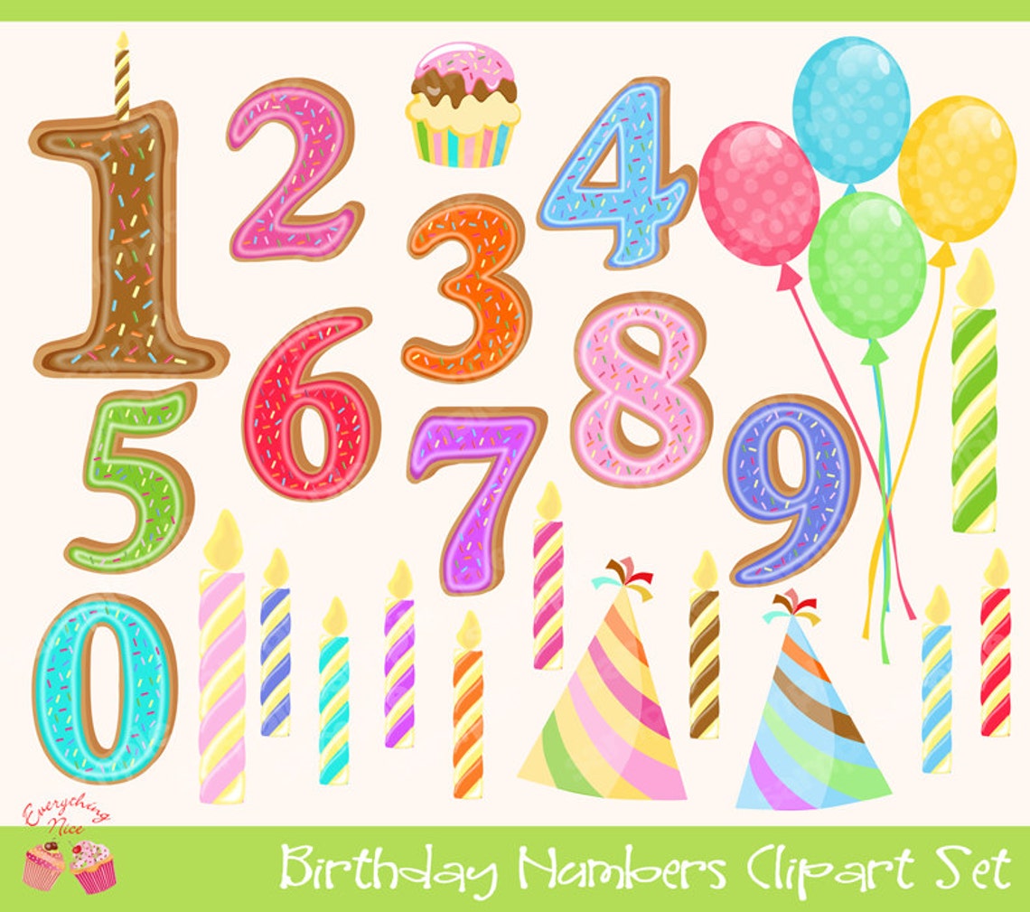 Birthday Numbers Clipart Set | Etsy