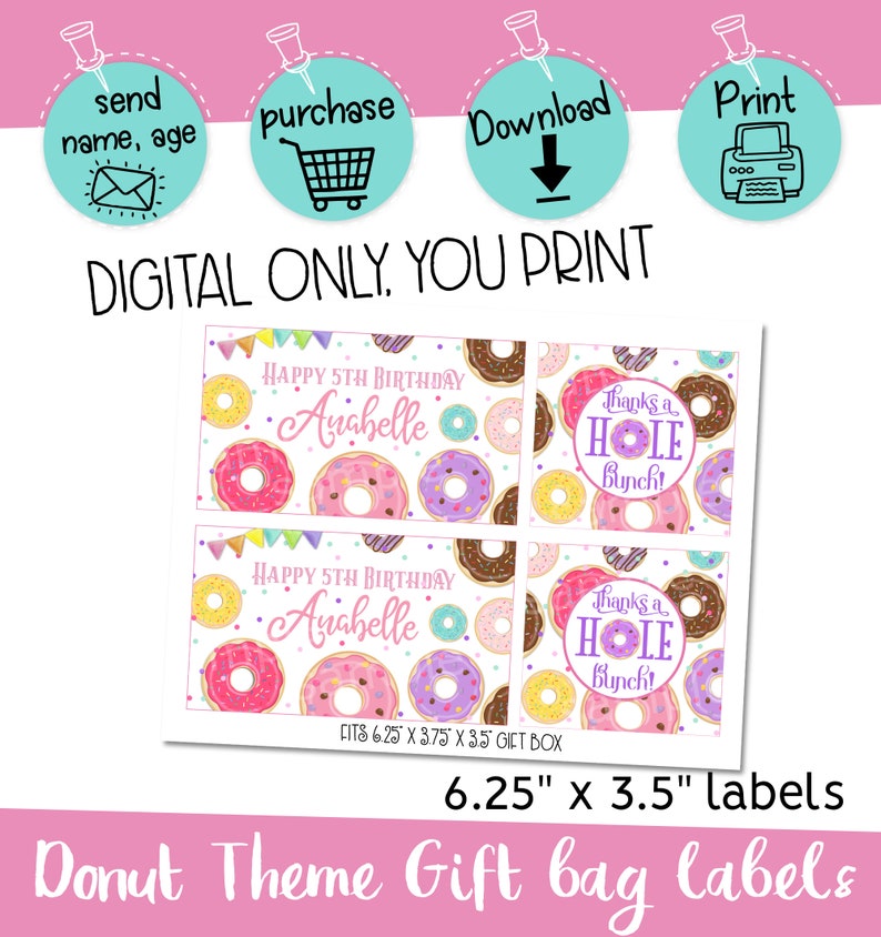 DIGITAL DOWNLOAD Donut Donuts Theme Birthday Gable Gift Box - Etsy